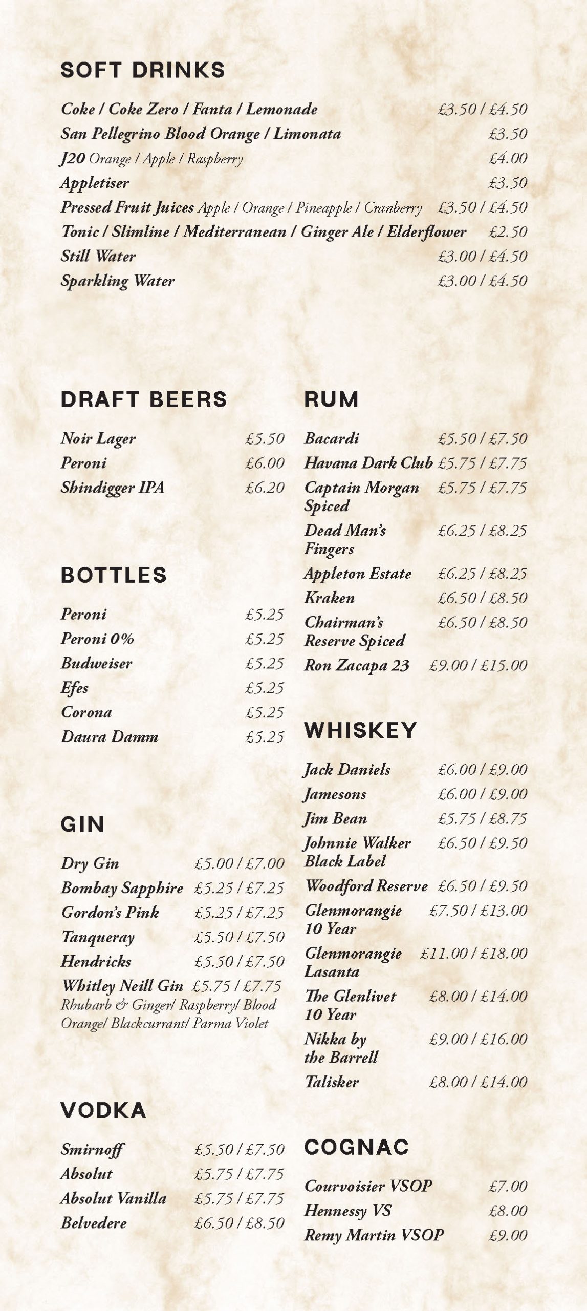 Drinks – Noir Steakhouse